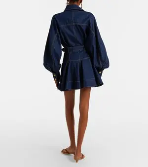Zimmermann Luna Belted Denim Minidress