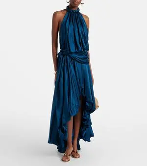 Zimmermann Alchemy Gathered Silk Satin Maxi Dress