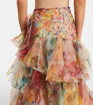 Zimmermann Luna Floral Ruffled Maxi Skirt - Multicoloured