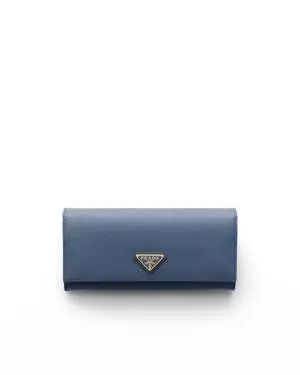 Prada Large Saffiano Leather Wallet - Blue