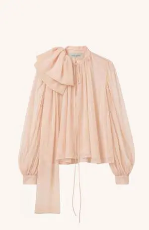 Aiste Hong Ruffle Collar Chiffon Blouse - Peach