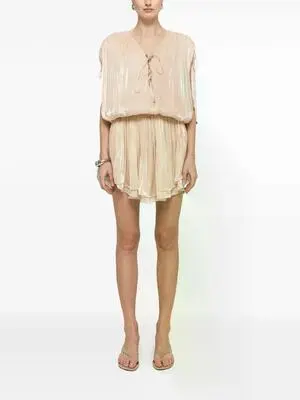 NISSA Mini Pleated Dress - Neutrals