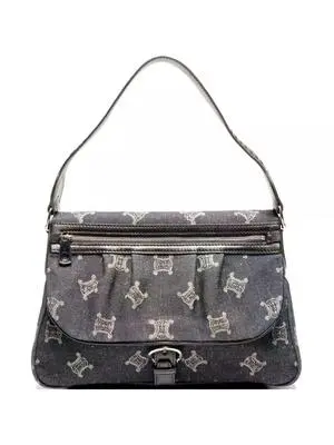 Celine 2000s Printed Denim Shoulder Bag