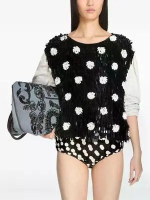 Dries Van Noten Embroidered Polka-dot Silk Top - Black