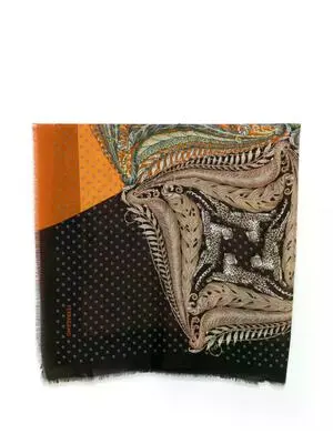 FERRAGAMO Madras-print Cashmere Scarf - Brown