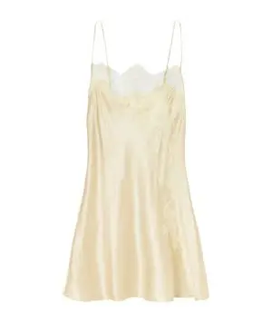 Carine Gilson Lace-trimmed Silk-satin Slip - Green