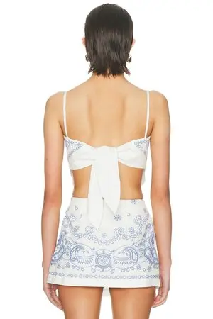 SELF-PORTRAIT Embroidered Linen Top
