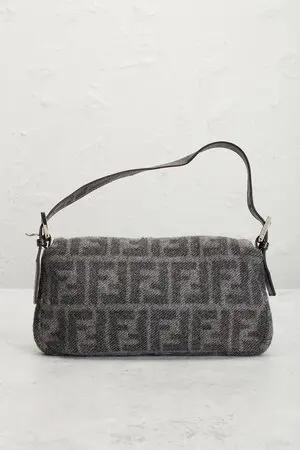 Fendi Zucca Baguette Shoulder Bag - Grey