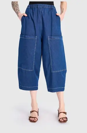 Alembika Bold Barrel Capri Pants - Denim