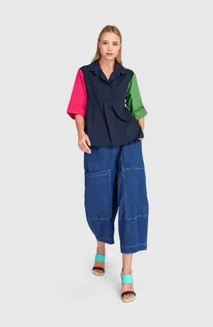 Alembika Bold Barrel Capri Pants - Denim