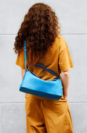 TUSK Ani Satchel In Italian Pebble Grain Leather - Azure