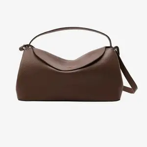 TUSK Ani Satchel In Italian Pebble Grain Leather - Espresso