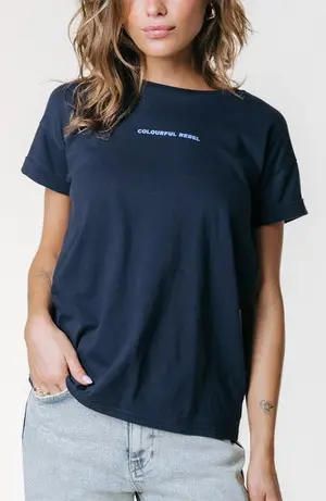 COLOURFUL REBEL Uni Logo Boxy Tee Blue