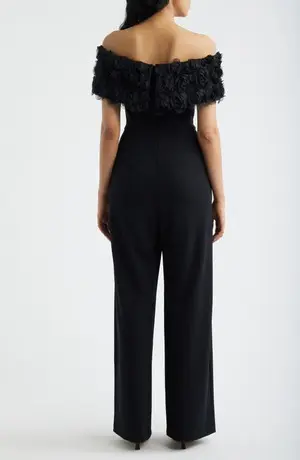 Eliza J Rosette Off-the-shoulder Wide-leg Jumpsuit