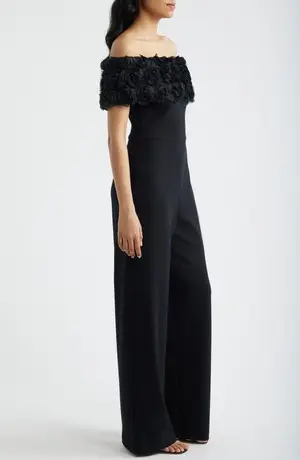Eliza J Rosette Off-the-shoulder Wide-leg Jumpsuit