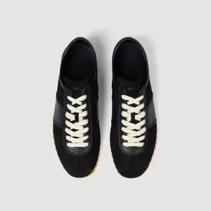 Sandro Leather And Suede Low-top Sneakers - Black