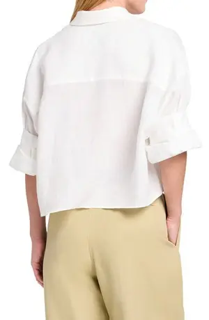 TWP Next Ex Crop Linen Button-up Shirt - White