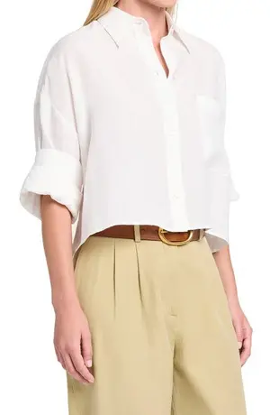TWP Next Ex Crop Linen Button-up Shirt - White