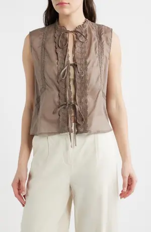 Deluc Rodas Lace Sleeveless Top - Vison