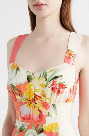 Vince Camuto Floral Print Fit & Flare Midi Dress