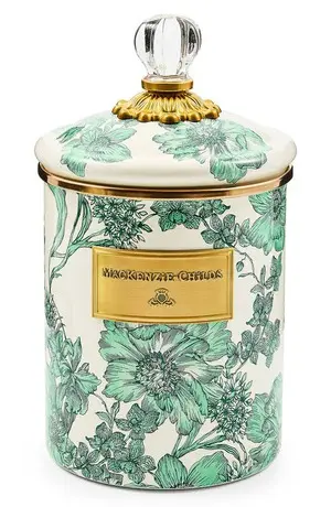MACKENZIE-CHILDS English Garden Medium Enameled Steel Canister - Emerald