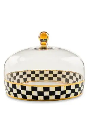 MACKENZIE-CHILDS Courtly Check Glass Cake Dome - Black