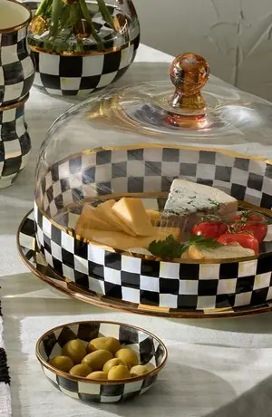 MACKENZIE-CHILDS Courtly Check Glass Cake Dome