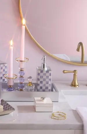 MACKENZIE-CHILDS Check Glass Soap Pump - Violet