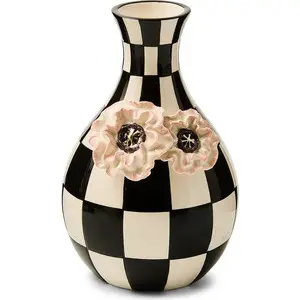 MACKENZIE-CHILDS Blush Poppy Check Vase - Black
