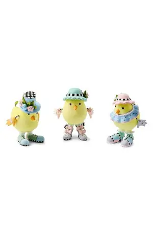 MACKENZIE-CHILDS Patience Brewster Set Of 3 Chick Figurines - Yellow