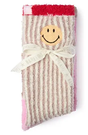 Barefoot Dreams Cozychic® Smiley Assorted 2-pack Crew Socks