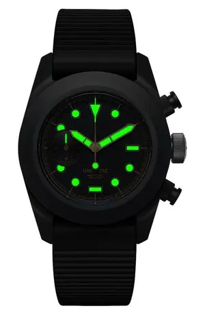 UNIMATIC Fixed Bezel Chronograph Silicone Strap Watch - Black