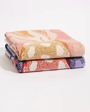 BIQUETTE House Plants Knit Throw Blanket - Blue Night
