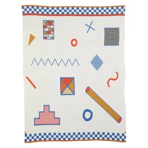 BIQUETTE Shapes Knit Throw Blanket - Primary
