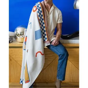 BIQUETTE Shapes Knit Throw Blanket - Primary