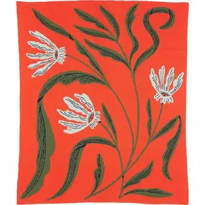 BIQUETTE Flora Vision Knit Throw Blanket - Geranium