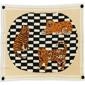BIQUETTE Three Of Cats Knit Throw Blanket - Tabby