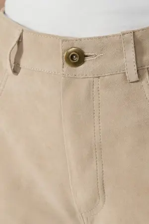 FURNIQ UK Suede Straight Leg Trousers