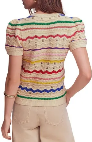 Boden Monica Stripe Pointelle Stitch Top
