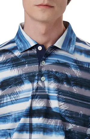 Bugatchi Hendrix Digital Print Pima Cotton Polo - Azure