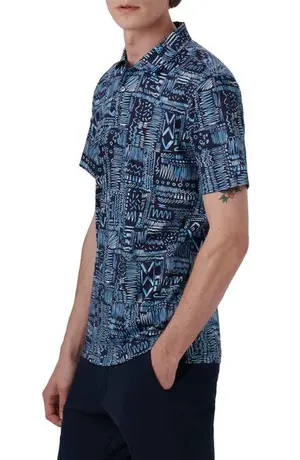 Bugatchi Hendrix Digital Print Pima Cotton Polo - Navy