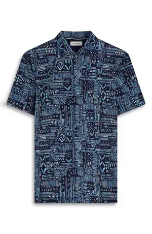 Bugatchi Hendrix Digital Print Pima Cotton Polo - Navy