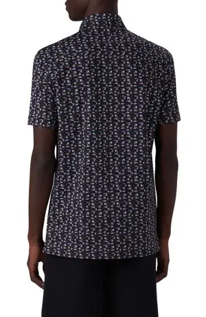 Bugatchi Milo Ooohcotton® Short Sleeve Button-up Shirt - Midnight