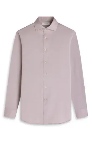 Bugatchi Devon Ooohcotton® Houndstooth Button-up Shirt - Sand