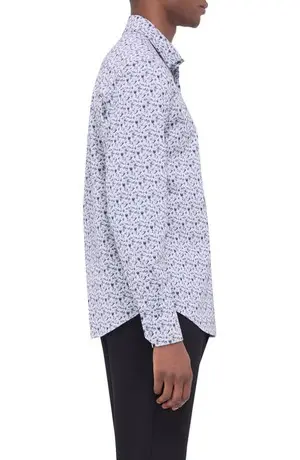 Bugatchi Jimmy Ooohcotton® Cocktail Print Button-up Shirt - Zinc