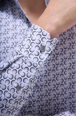 Bugatchi James Ooohcotton® Dot Print Button-up Shirt - Zinc