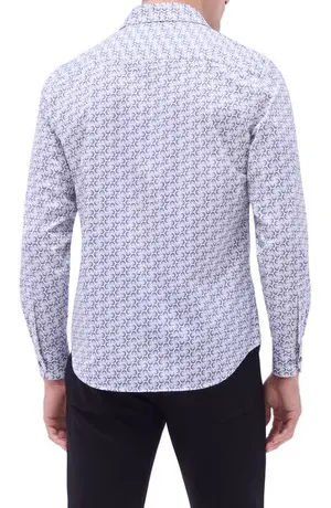 Bugatchi James Ooohcotton® Dot Print Button-up Shirt - Zinc
