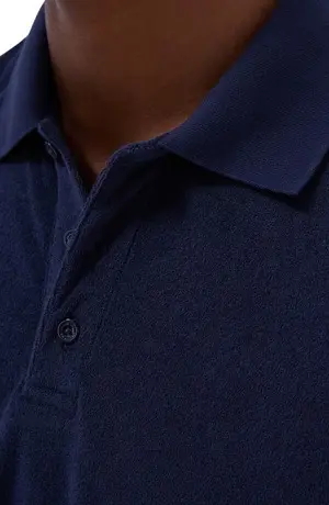 Bugatchi Cotton Blend French Terry Polo - Navy