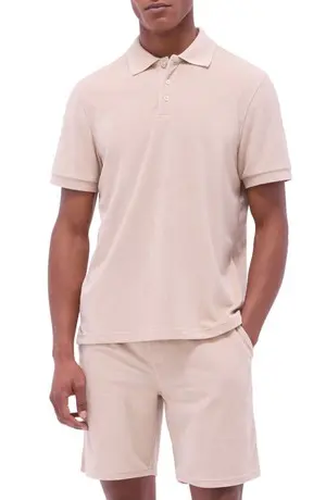Bugatchi Cotton Blend French Terry Polo - Sand