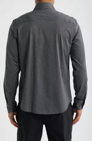 Bugatchi Devon Ooohcotton® Geometric Button-up Shirt - Black